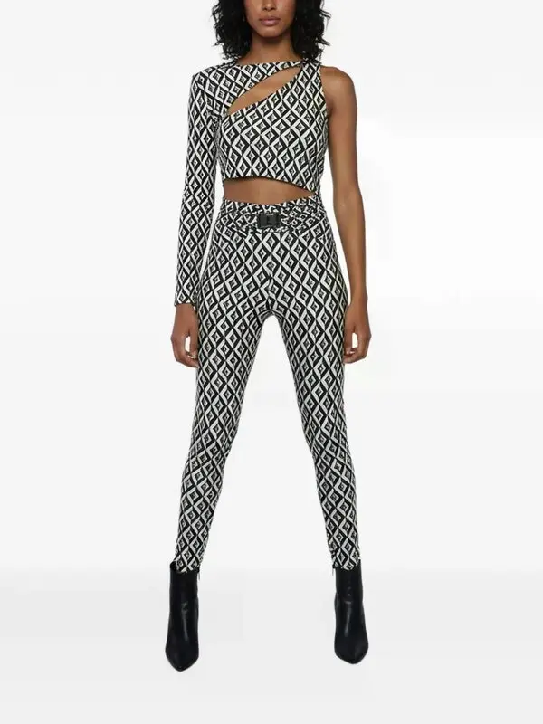 Elisabetta Franchi Monogram Print One-shoulder Jumpsuit - Black