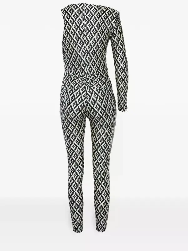 Elisabetta Franchi Monogram Print One-shoulder Jumpsuit - Black