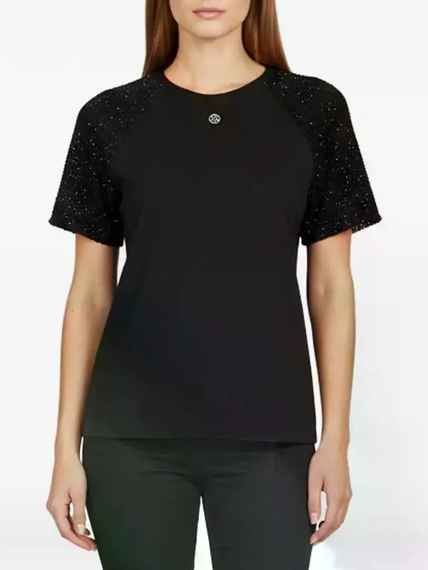 Maje Tweed Panel Raglan Sleeve T-shirt