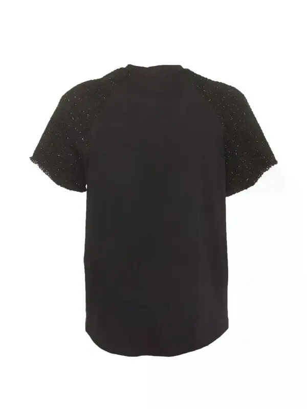 Maje Tweed Panel Raglan Sleeve T-shirt