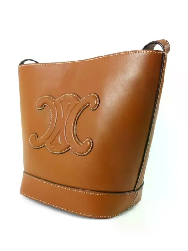 Celine Triomphe Leather Bucket Bag - Brown