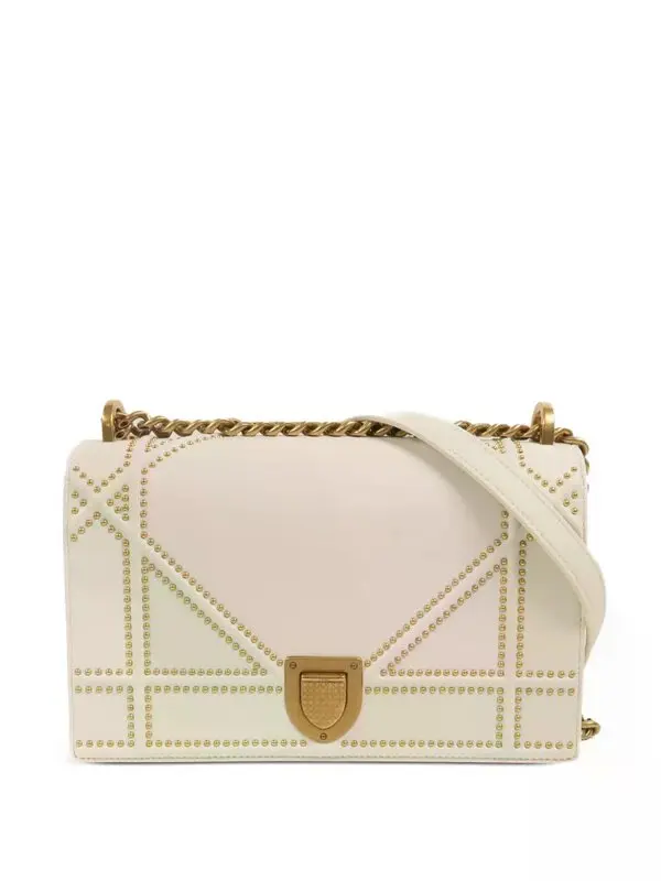 Dior Diorama Studded Shoulder Bag - White