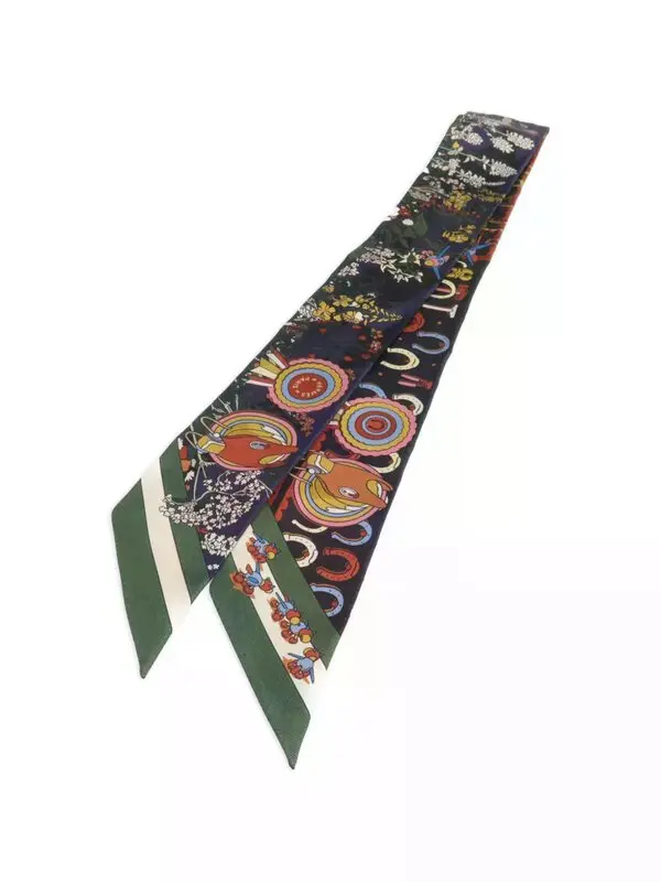 Hermès Pony Pit Stop Twilly Scarf - Blue