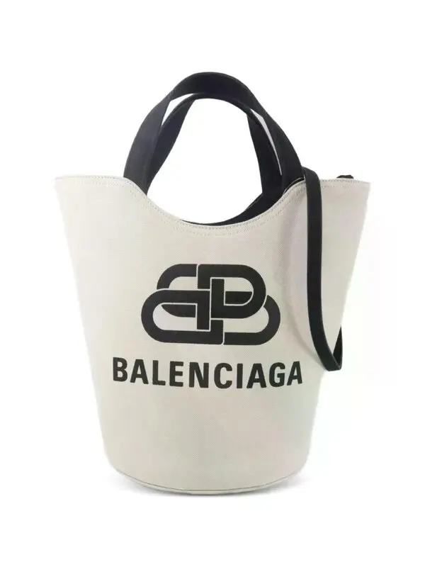 Balenciaga Wave Logo Tote Bag - Neutrals