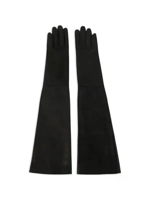 Hermès Long Leather Gloves - Black