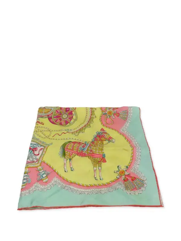 Hermès Paperoles Horse-print Silk Scarf - Yellow