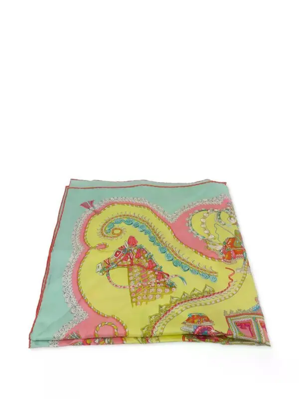 Hermès Paperoles Horse-print Silk Scarf - Yellow