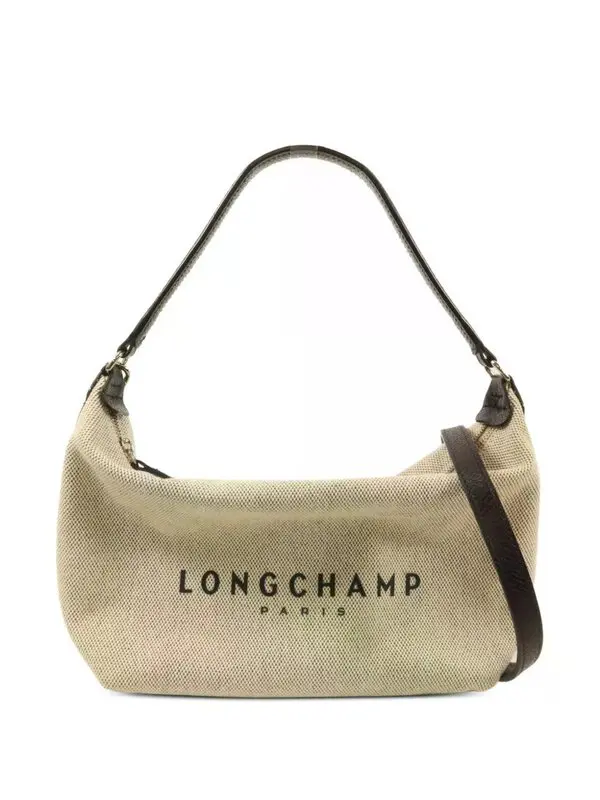 Longchamp Logo Print Canvas Shoulder Bag