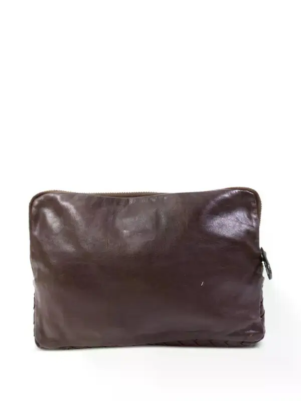 Bottega Veneta Intrecciato Trim Pouch Clutch - Brown