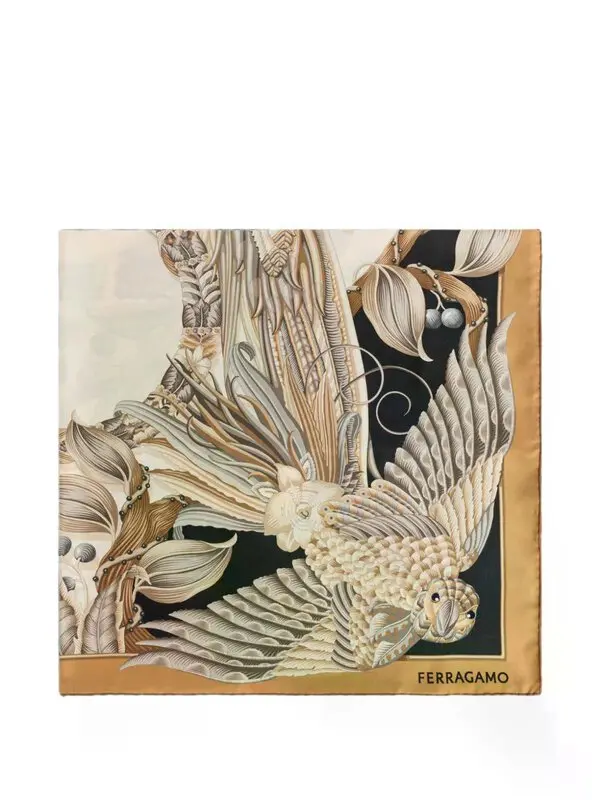 FERRAGAMO Bird-print Silk Scarf