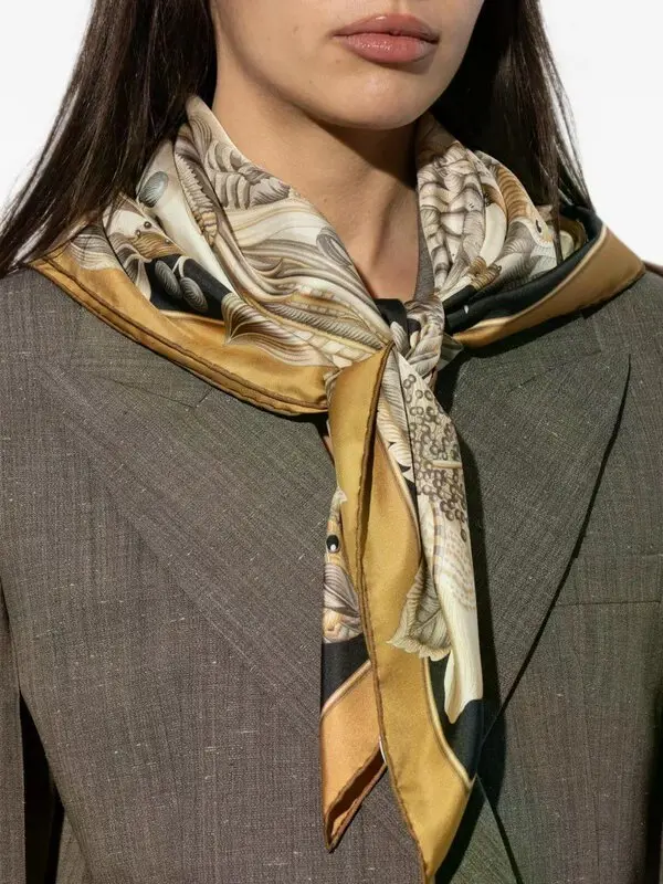 FERRAGAMO Bird-print Silk Scarf
