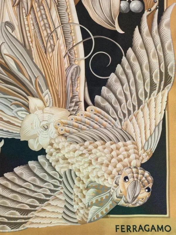 FERRAGAMO Bird-print Silk Scarf