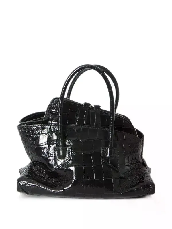Attico Mini La Passeggiata Crocodile-effect Leather Tote Bag - Black
