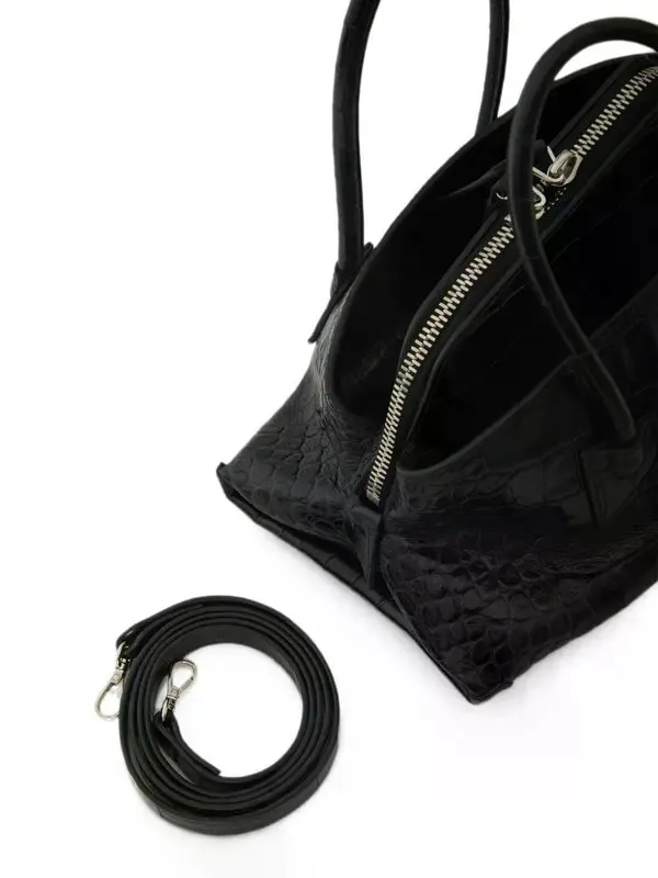 Attico Mini La Passeggiata Crocodile-effect Leather Tote Bag - Black