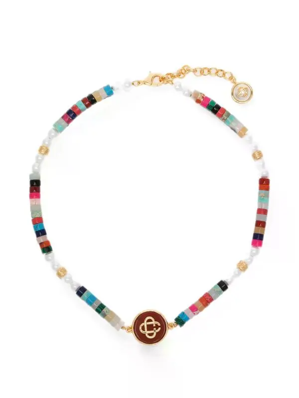 Casablanca Logo-pendant Beaded Necklace