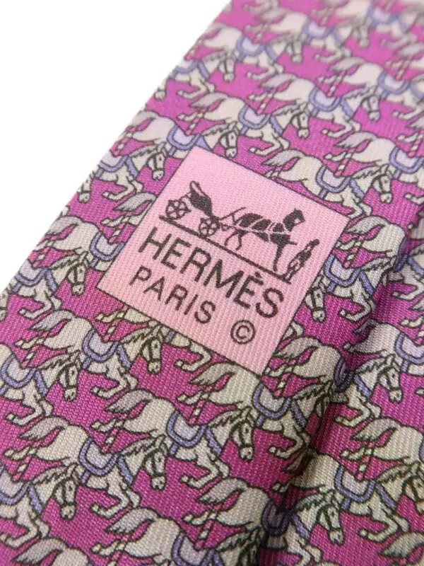Hermès Silk Tie With Horse Print