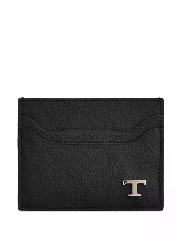 TOD'S T Timeless Pebbled-leather Card Holder - Black