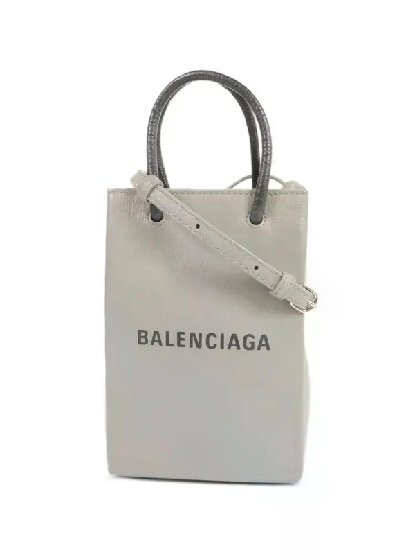 Balenciaga Mini Shopping Phone-pouch Crossbody Bag - Grey