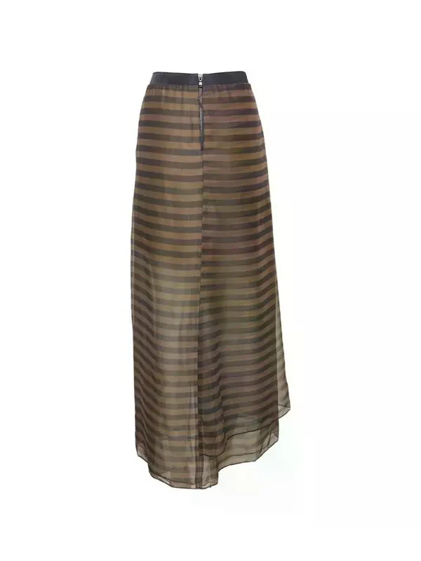 Brunello Cucinelli Striped Draped Maxi Skirt