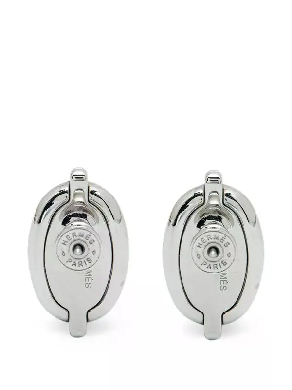 Hermès Mini Maillon Enamel Earrings - Silver