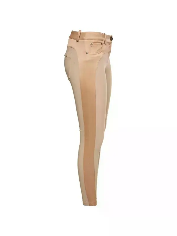 Elisabetta Franchi Beige Contrasting Trim Jersey Trousers