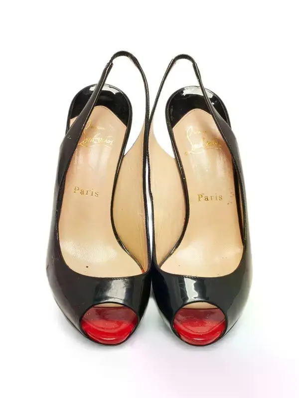 CHRISTIAN LOUBOUTIN Patent Peep-toe Slingback High Stiletto Heel Sandals