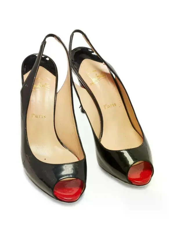CHRISTIAN LOUBOUTIN Patent Peep-toe Slingback High Stiletto Heel Sandals