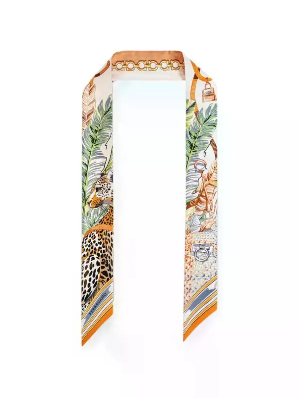 FERRAGAMO Leopard-print Silk Scarf