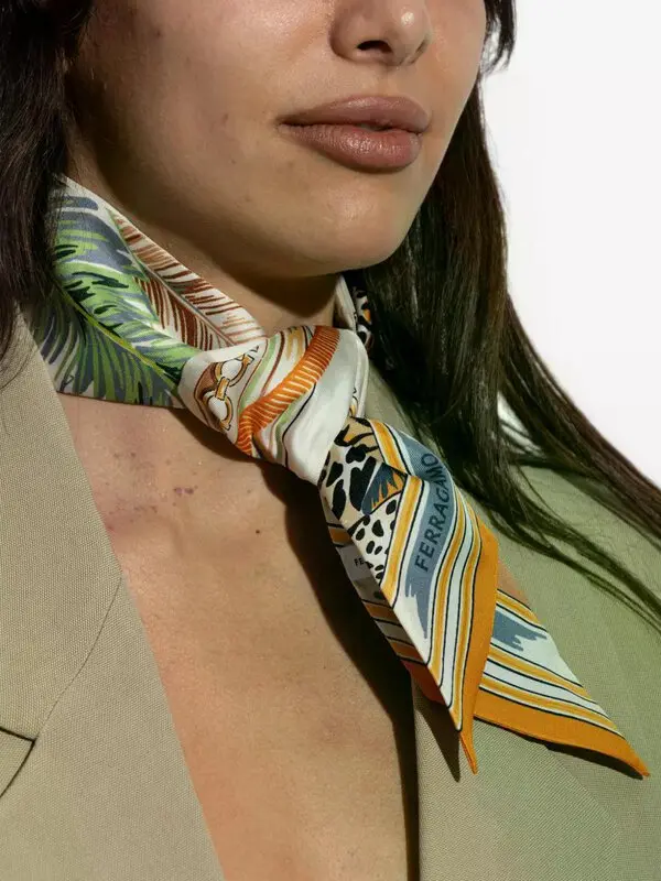 FERRAGAMO Leopard-print Silk Scarf