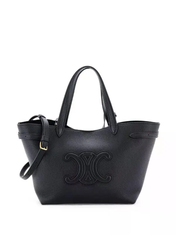 Celine Anais Cabas Leather Medium Tote Bag - Black