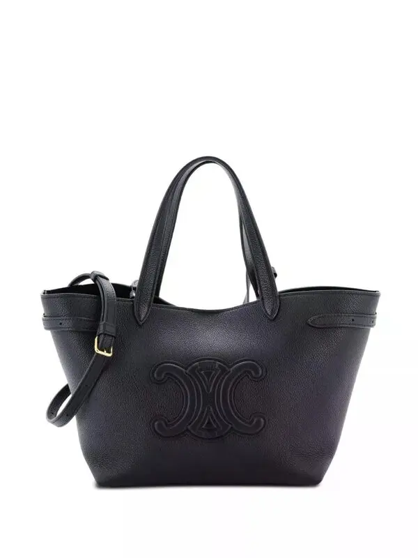 Celine Anais Cabas Leather Medium Tote Bag - Black
