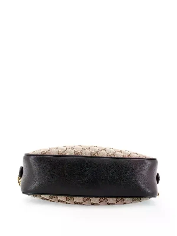 Gucci Gg Marmont Shoulder Bag Diagonal Quilted Gg Canvas With Leather Small Crossbody Bag - Black