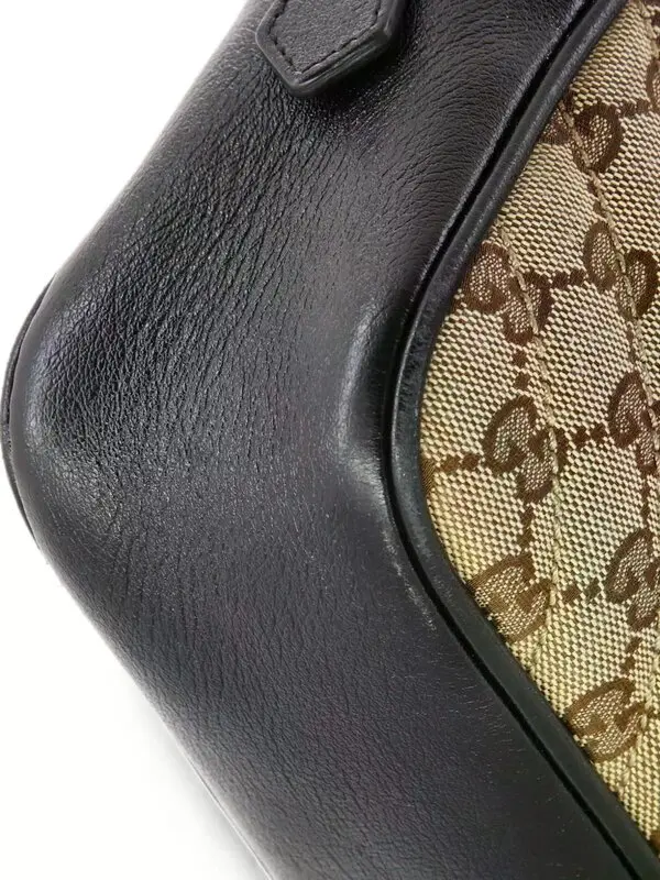 Gucci Gg Marmont Shoulder Bag Diagonal Quilted Gg Canvas With Leather Small Crossbody Bag - Black