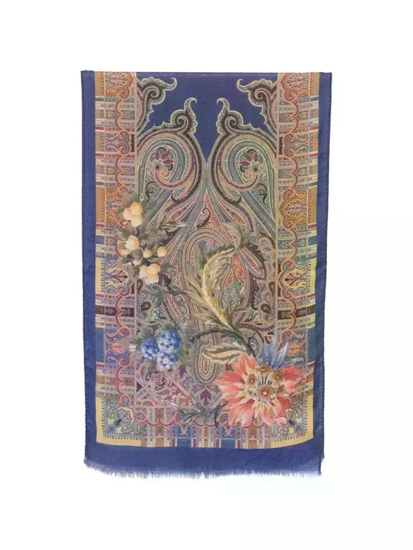 Etro Floral Paisley-print Scarf - Blue