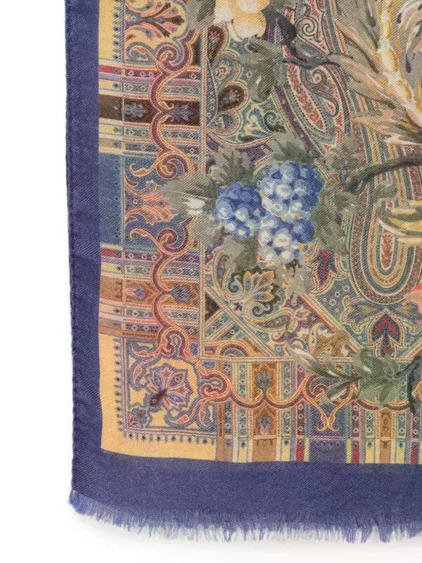 Etro Floral Paisley-print Scarf - Blue