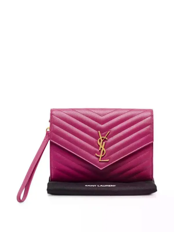 Saint Laurent Cassandre Matelassé Clutch Bag - Pink