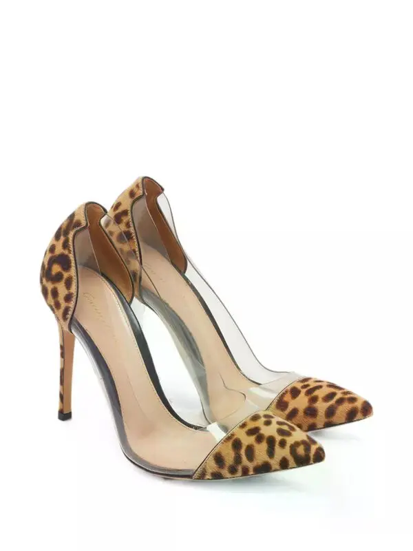 GIANVITO ROSSI Plexi Leopard Print Stiletto Pumps - Brown