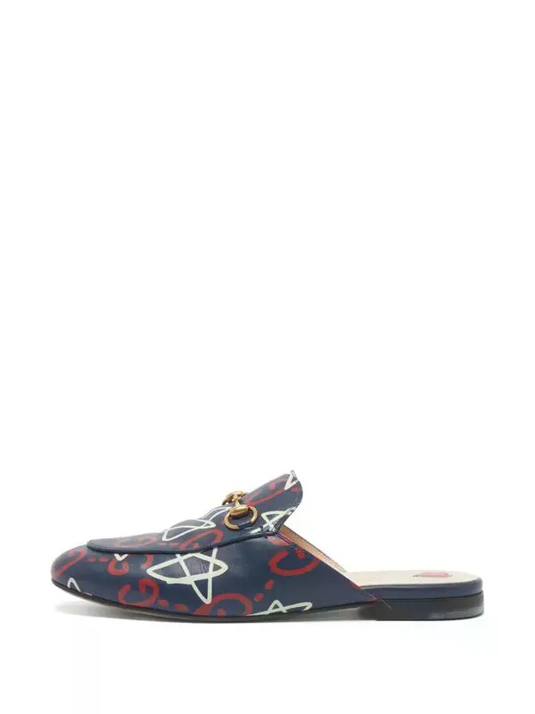 Gucci Princetown Horsebit Detail Flat Mules - Blue