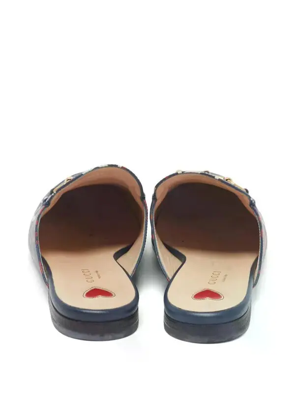 Gucci Princetown Horsebit Detail Flat Mules - Blue