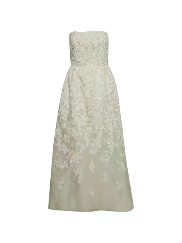 Oscar De La Renta Silk Bustier Midi Dress - Neutrals