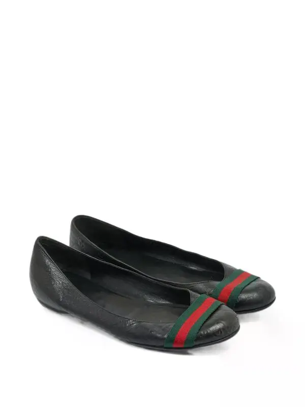 Gucci Web Round-toe Ballet Flats