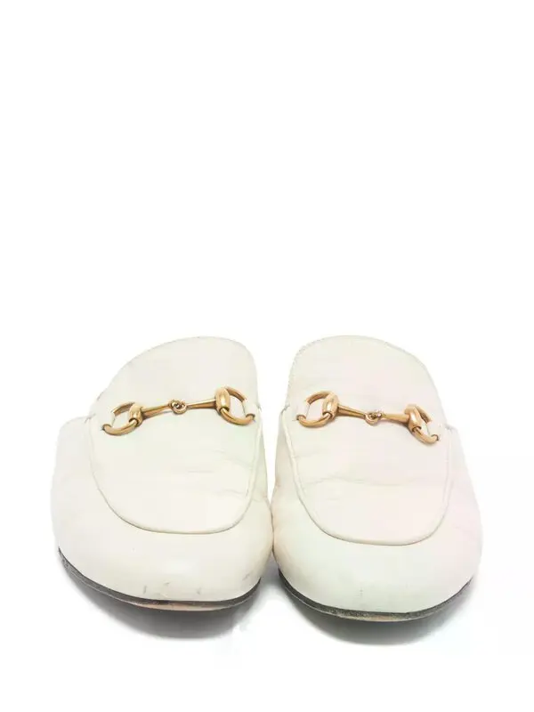 Gucci Princetown Horsebit Detail Flat Mules - White