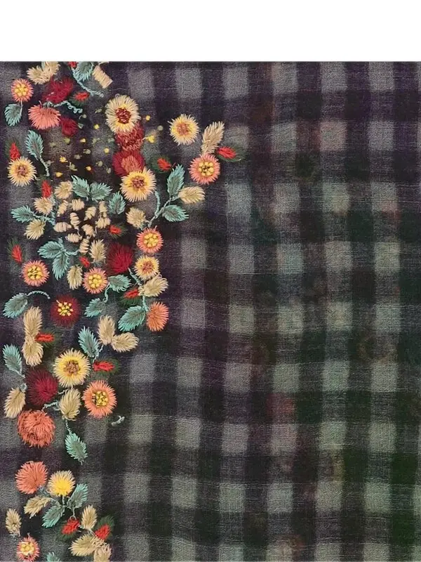 Faliero Sarti Checked Floral-detail Scarf