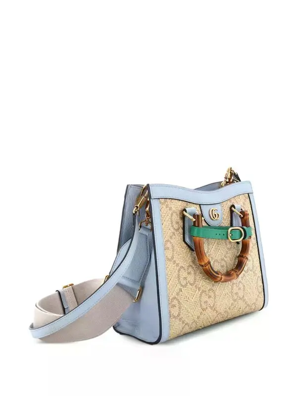 Gucci Diana Nm Bamboo Handle Gg Raffia Small Tote Bag