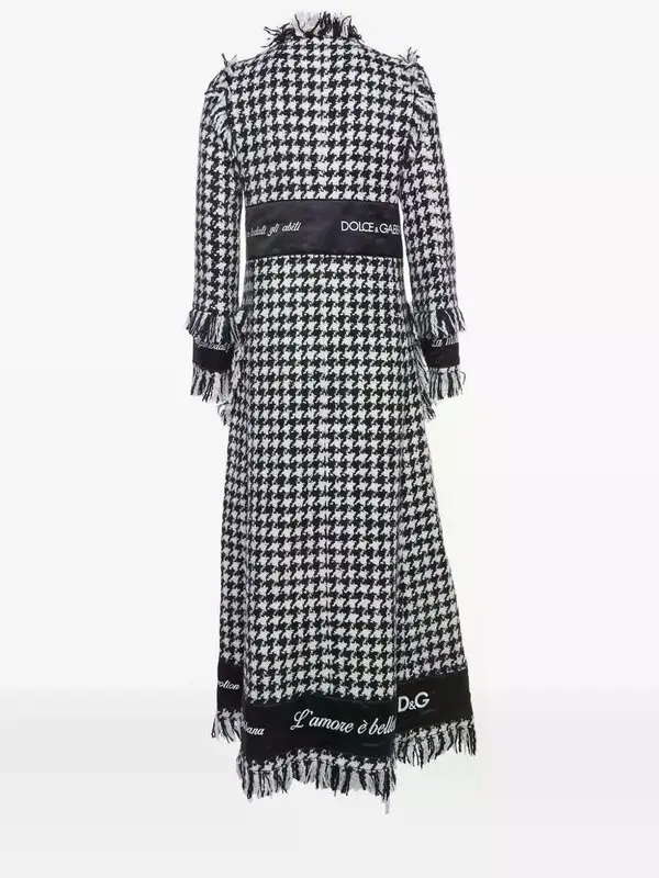 Dolce & Gabbana Houndstooth Fringed Coat