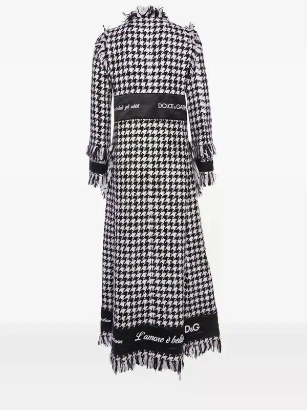 Dolce & Gabbana Houndstooth Fringed Coat
