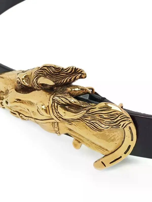 Gucci Horse Head Buckle Belt - Black
