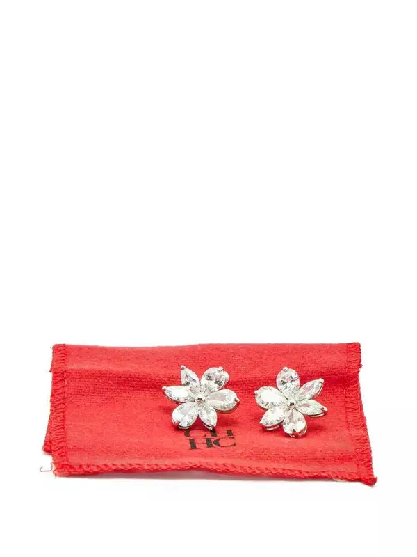 Carolina Herrera Jasmine Crystal Flower Stud Earrings