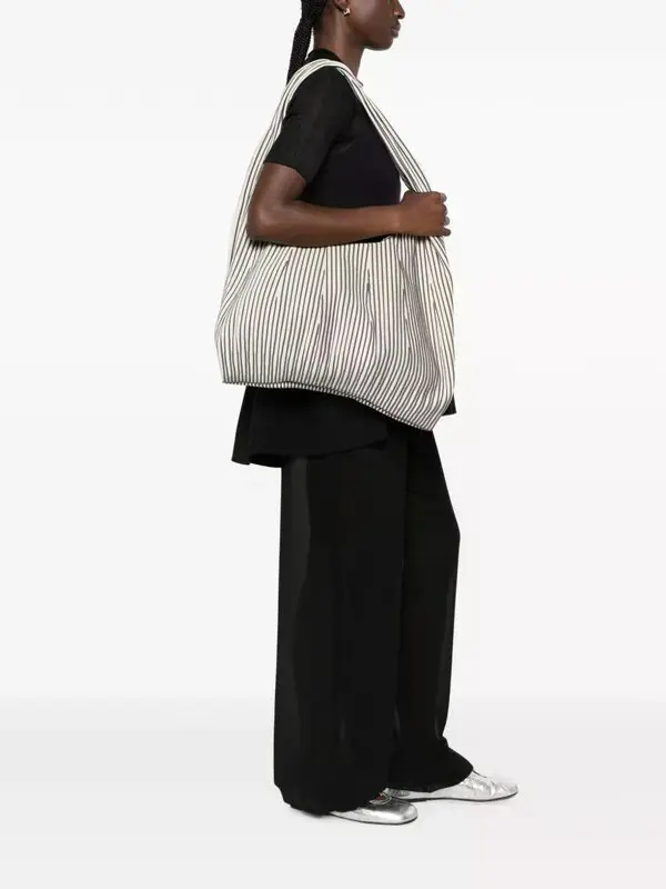 CFCL Striped Pleated Shoulder Bag - Neutrals | Editorialist