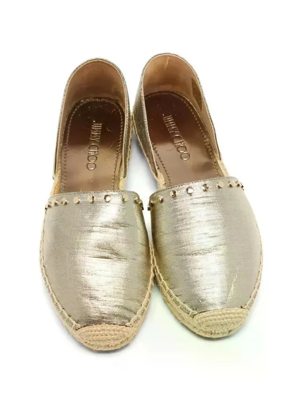 JIMMY CHOO Tone Studded Lamé Ballet Flats